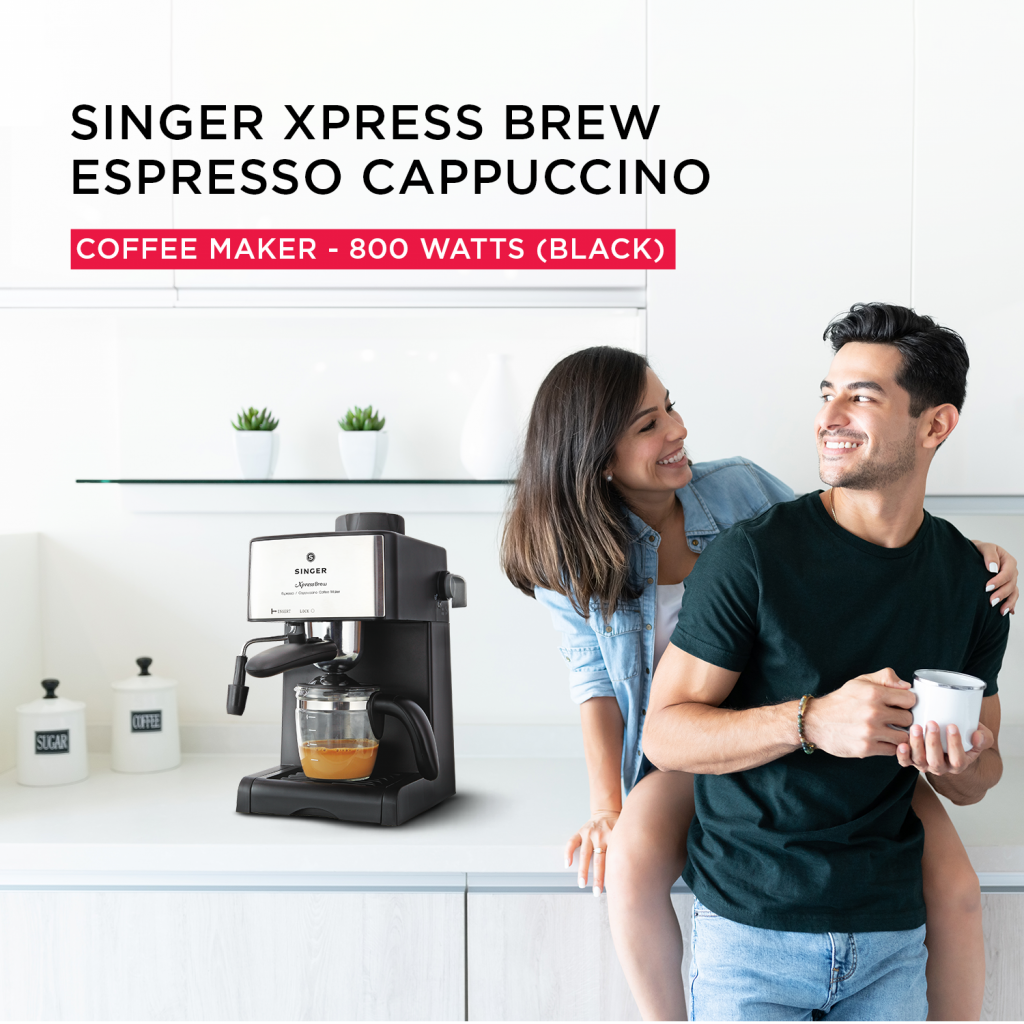 SINGER Xpress Brew Espresso Cappuccino Coffee Maker (800 Watts Black ...