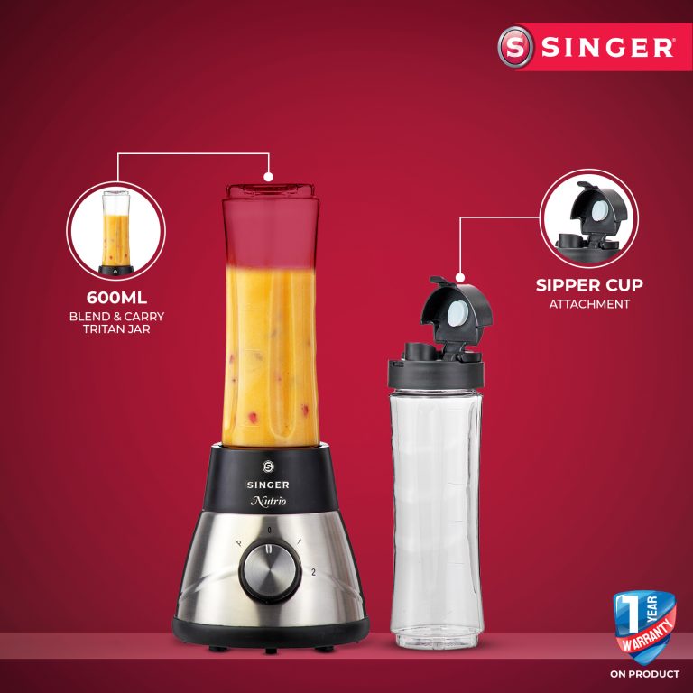 SINGER Nutri Blender 300 Watts-2 Jar ( Black ) - Singer India