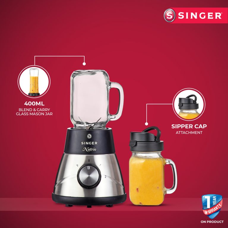 SINGER Nutri Blender 300 Watts-2 Jar ( Black ) - Singer India