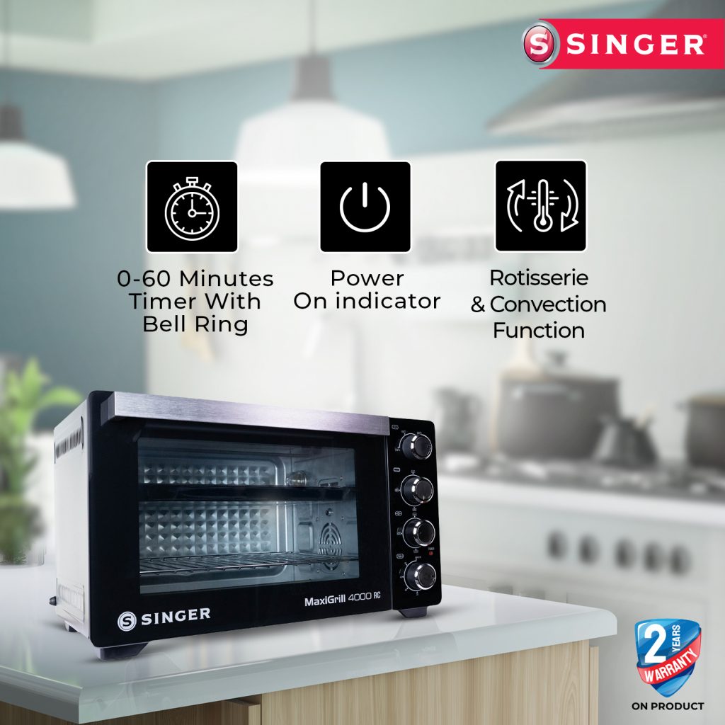 SINGER MaxiGrill Oven Toaster Griller ( OTG 4000 RC ) 1600 Watts 40 Ltr ...