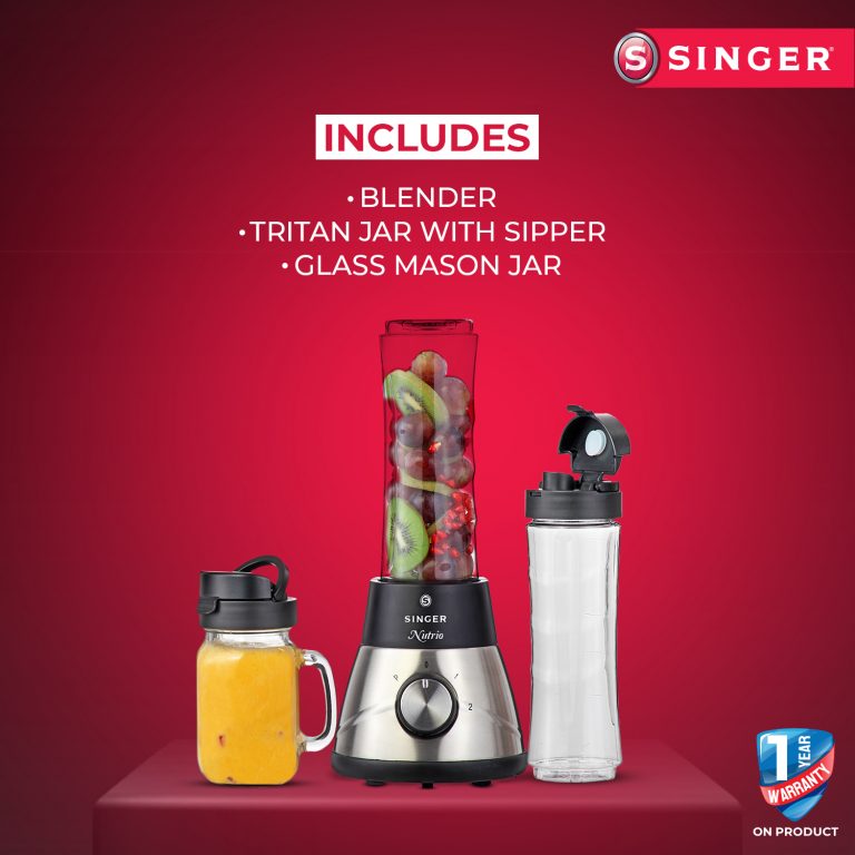 SINGER Nutri Blender 300 Watts-2 Jar ( Black ) - Singer India