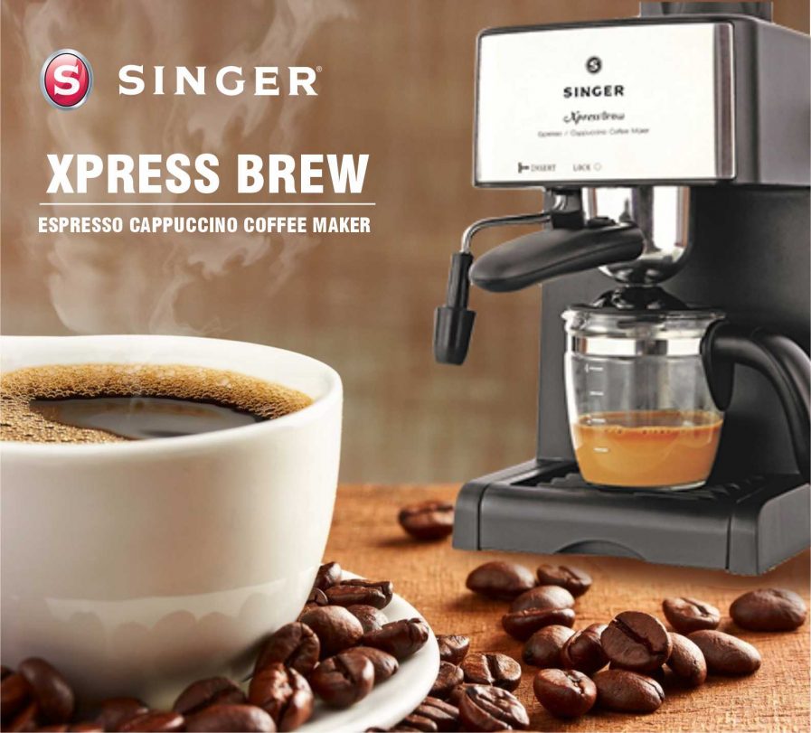 SINGER Xpress Brew Espresso Cappuccino Coffee Maker (800 Watts Black ...