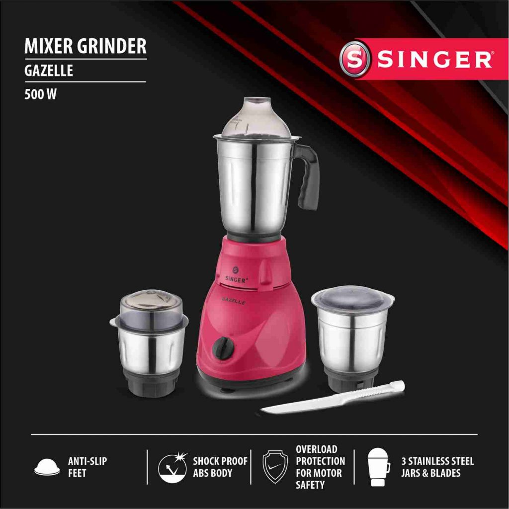 SINGER Gazelle Mixer Grinder - 500 Watt - Singer India