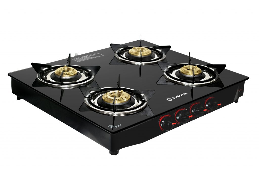 SINGER Maxiflare 4GS Glass Top 4 Burner Gas Stove - Singer India