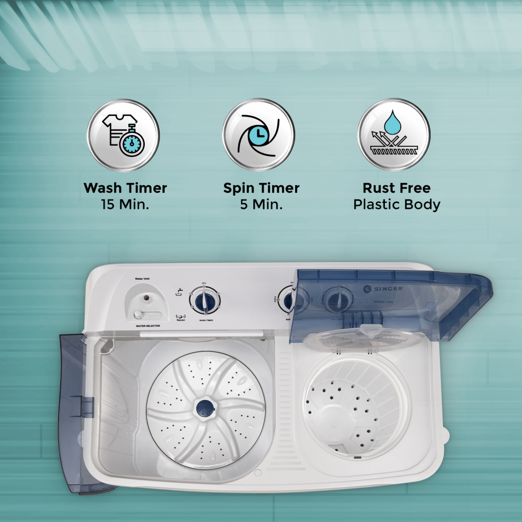 SINGER Maestro Ultima 7.5 KG Washing Machine Semi Automatic - Singer India