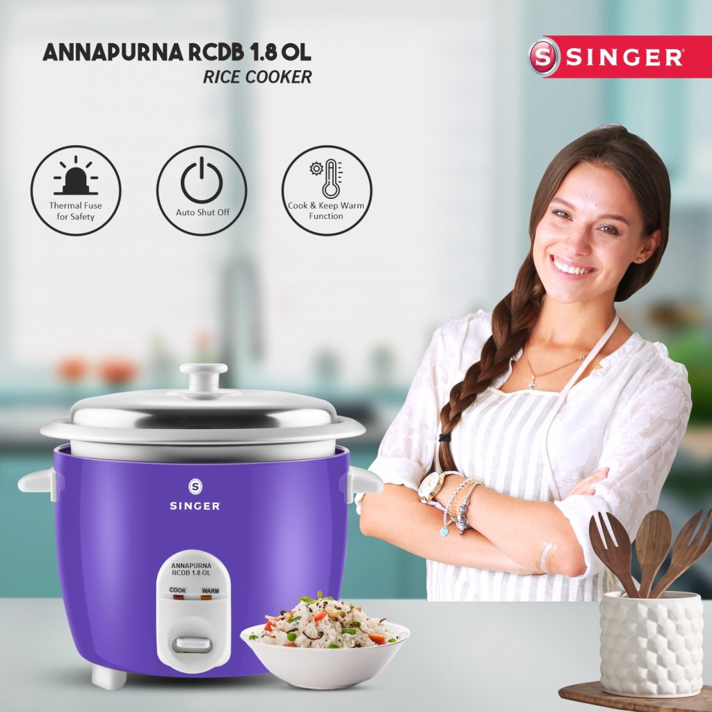 SINGER Annapurna RCDB 1.8 OL 700 Watts Electric Rice Cooker – Lavender ...