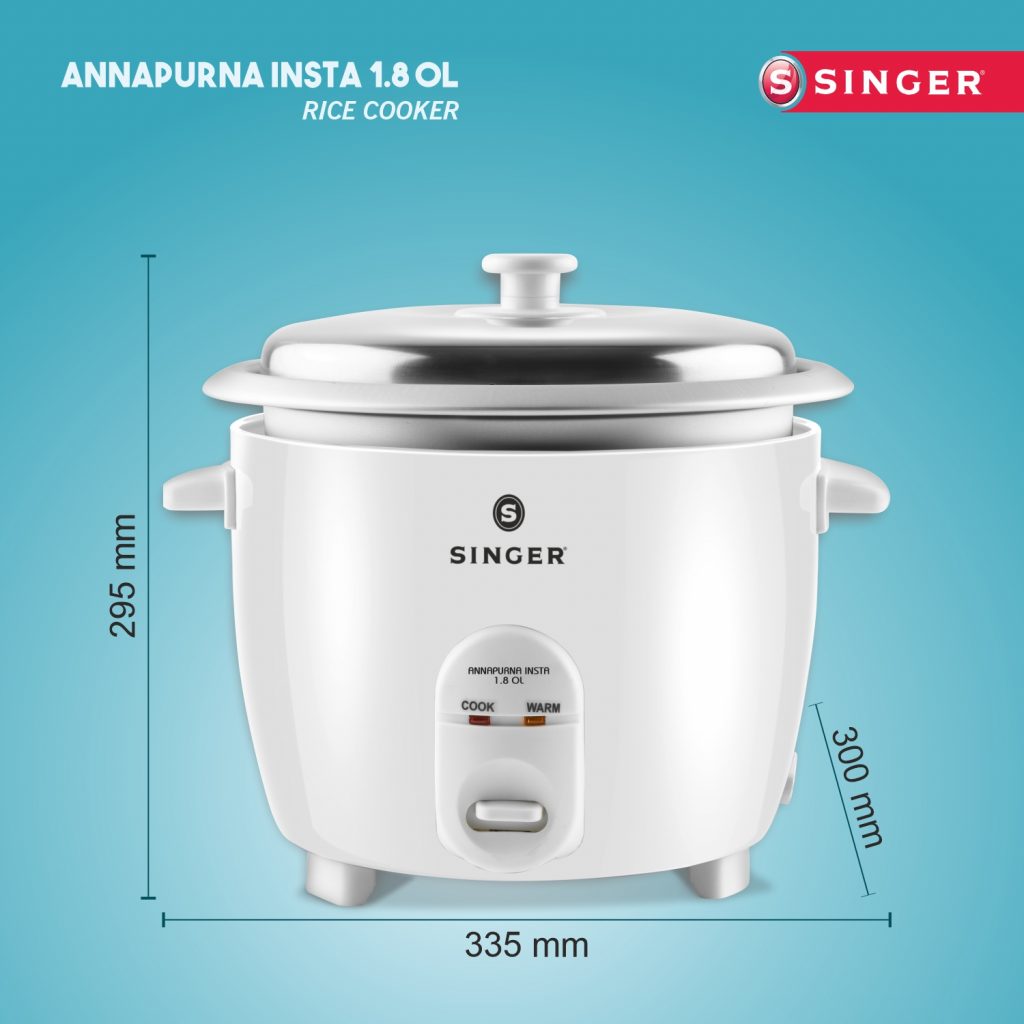 SINGER Annapurna Insta 1.8 OL 700 Watts Electric Rice Cooker – White ...